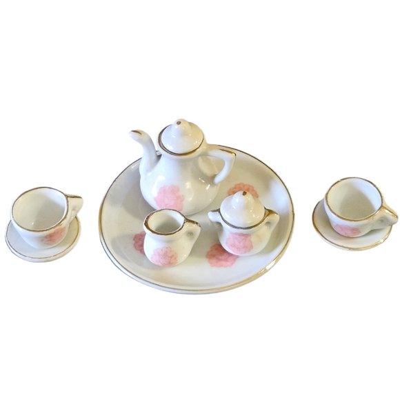 unknown | Toys | Vintage Porcelain Miniature Dollhouse Tea Set For Two ...
